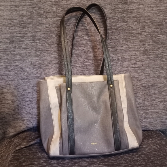Relic | Bags | Relic By Fossil 3 Tone Color Block Shopper Tote Vegan ...